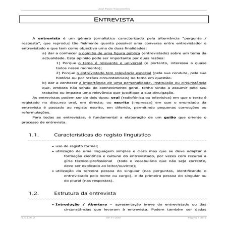 Roteiro para entrevista - modelo