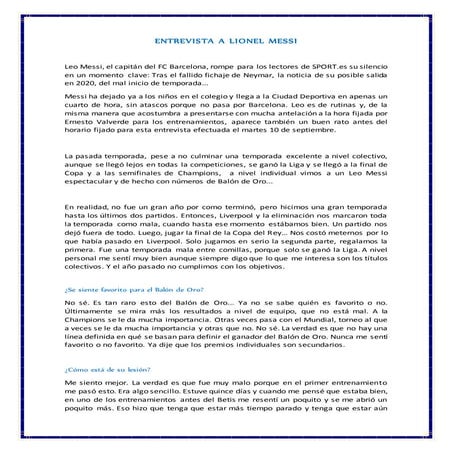 Entrevista a lionel messi | DOCX