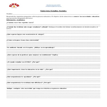 Entrevista escrita consejo de curso | DOCX