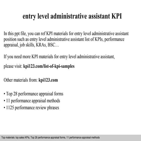 Entry level administrative assistant kpi | PPT | Resume Writing and ...