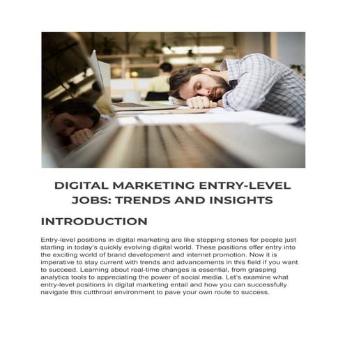 Entry Level Jobs in digital marketing are like stepping | PDF