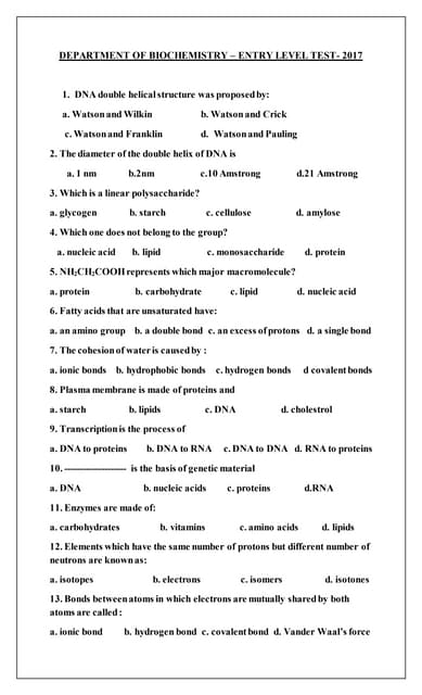BIOMOLECULES TOPIC FOR GRADE 10 STUDENTTS 10 | PDF