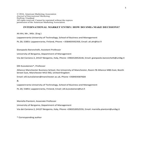 entrymode research topic for undergraduate | PDF