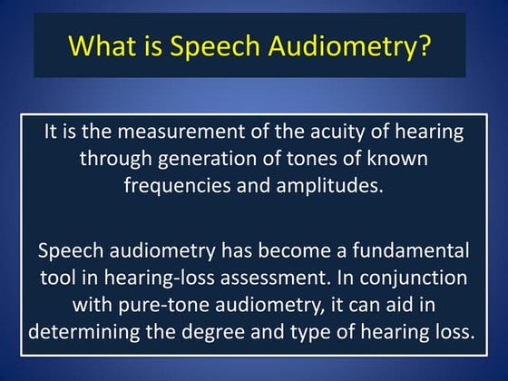 Speech audiometry & masking | PPT