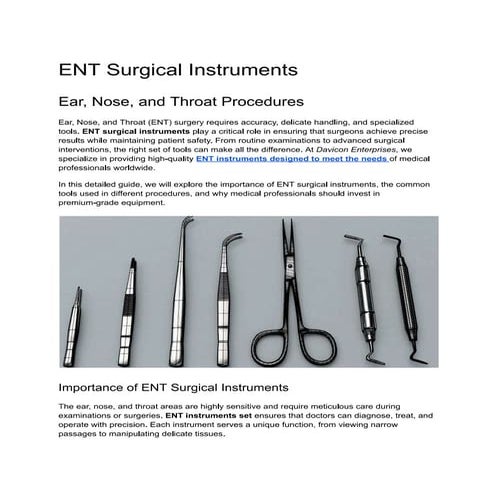 ENT Surgical Instruments | Daviocn Surgical | PDF
