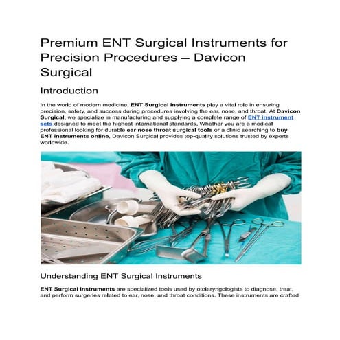 ENT Surgical Instruments | Daviocn Surgical | PDF