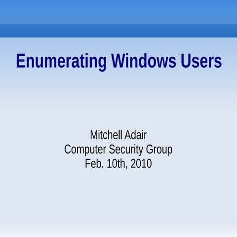 Enumerating Windows Users | PPT