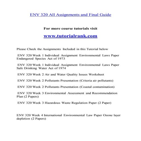 ENV 320 Effective Communication/tutorialrank.com