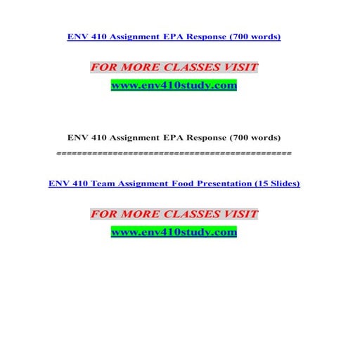 ENV 410 STUDY Education Your Life--env410study.com