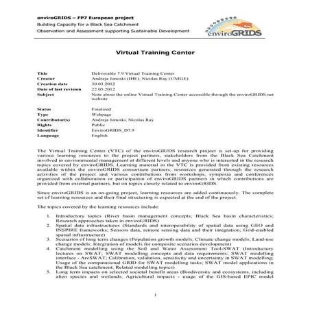 D7.9 Virtual Training Center | PDF