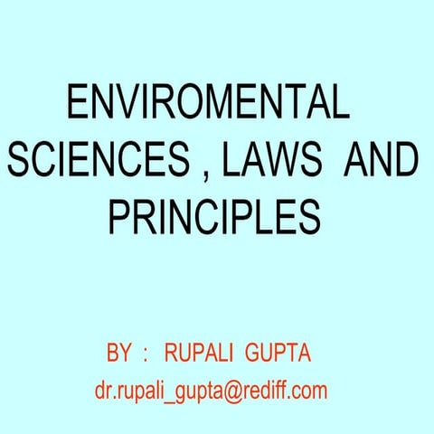Enviromental sciences , laws and principles | PPT