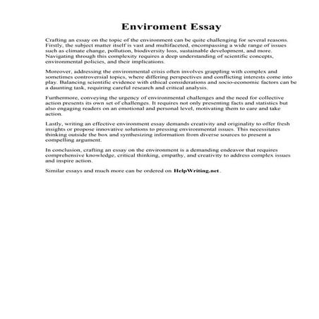Enviroment Essay. Write a short essay on Environment Essay Writing ...