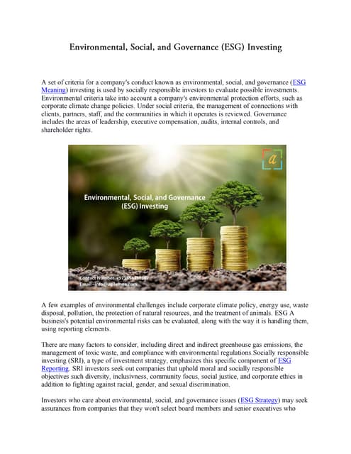 ESG Explained - Introduction | PDF