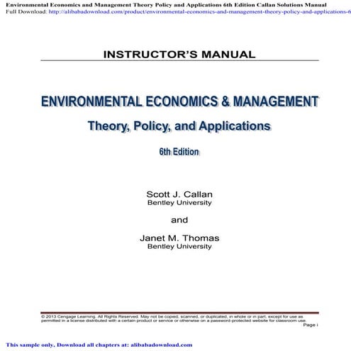 Environmental Economics and Management Theory Policy and Applications ...