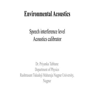 Environmental Acoustics- Speech interference level, acoustics ...