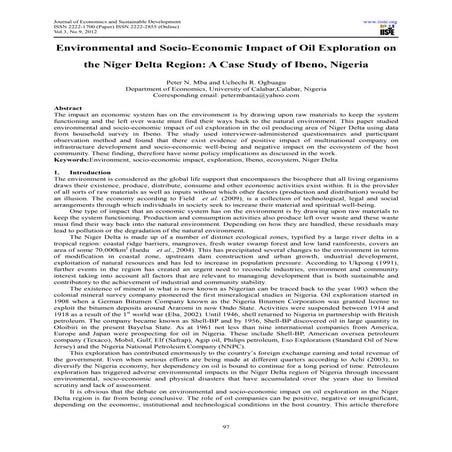 Environmental and socio economic impact of oil exploration on the niger ...