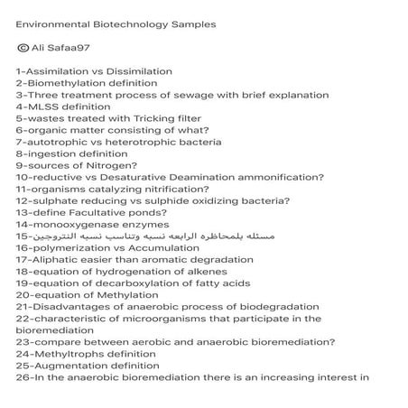 Environmental Biotechnology Samples | PDF