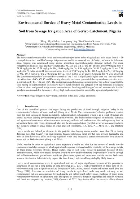 Calculation of Metal Pollution Index and Enrichment Factor in Sodic ...