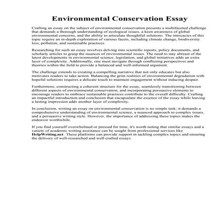 Environmental Conservation Essay | PDF