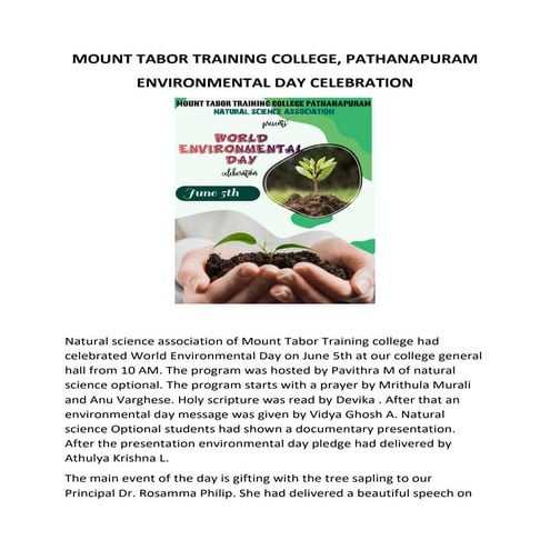 Environmental day Celebration by Natural Science | PDF