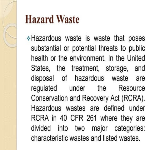 Environmental engineering hazard waste | PPTX
