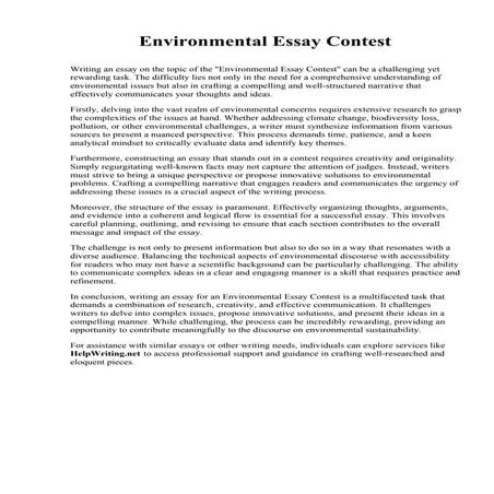 Environmental Essay Contest. West Liberty University | PDF