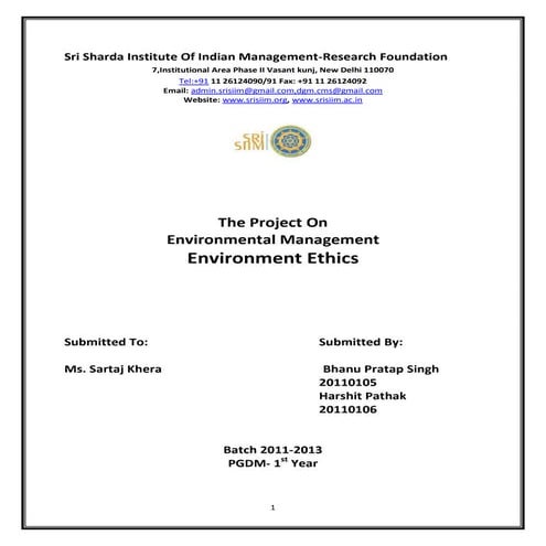 Environmental ethics project | DOCX
