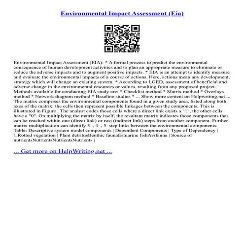 Environmental Impact Assessment (Eia) | PDF