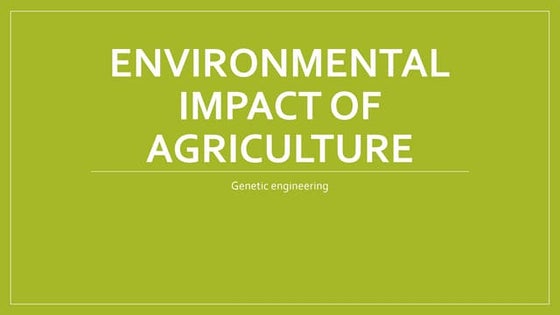 Agriculture and environment | PPT
