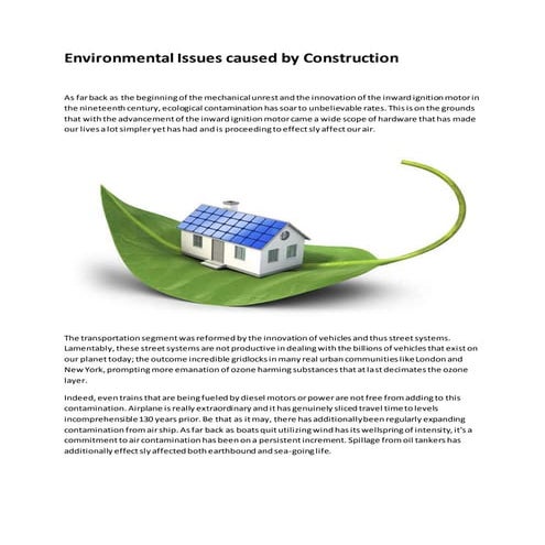 Environmental issues caused by construction | DOCX