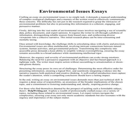 Environmental Issues Essays | PDF
