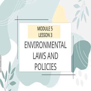 ENVIRONMENTAL LAWS AND POLICIES(people and the earth ecosystem.)pptx | PPTX