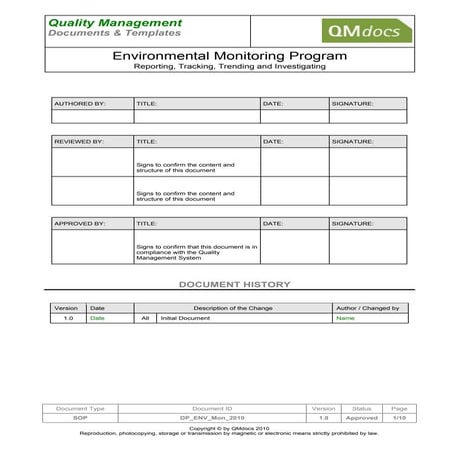 Environmental monitoring program ver001.1 | PDF