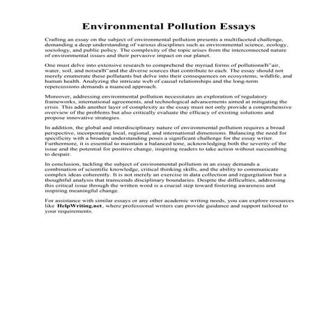 Environmental Pollution Essays | PDF