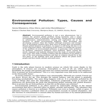 Pollution - Environmental Studies Project | PDF