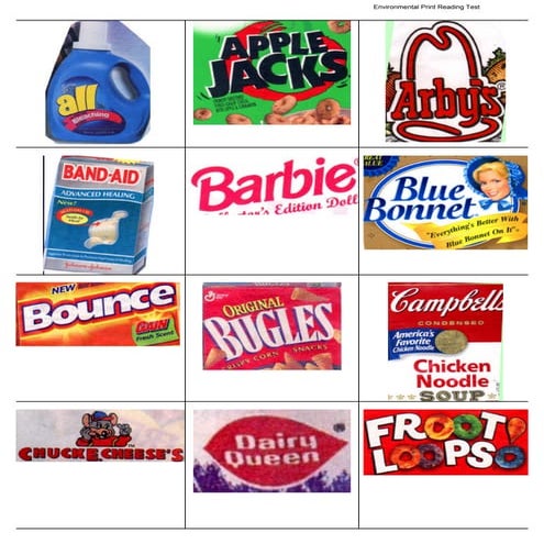 Environmental print reading test | PDF