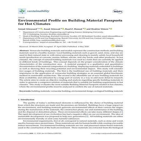 Environmental profile on building material passports for hot climates | PDF