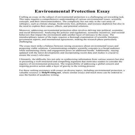 Environmental Protection Essay | PDF