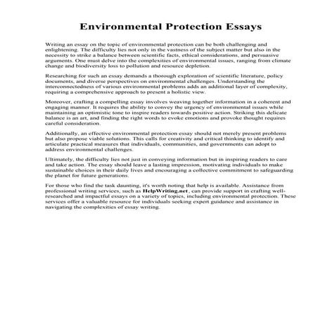 Environmental Protection Essays. St. Edward's University | PDF ...