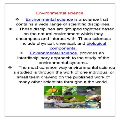 Environmental science is an iOnterdiscTT | PDF