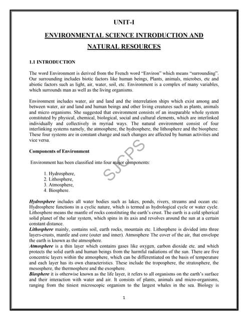 Definition, scope and Importance of environment science | PPTX