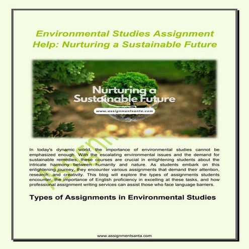 Environmental Studies Assignment Help: Nurturing a Sustainable Future ...