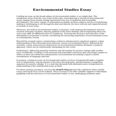 Environmental Studies Essay. Gadsden State Community College | PDF