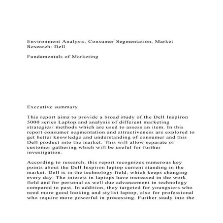 Environment Analysis, Consumer Segmentation, Market Research .docx