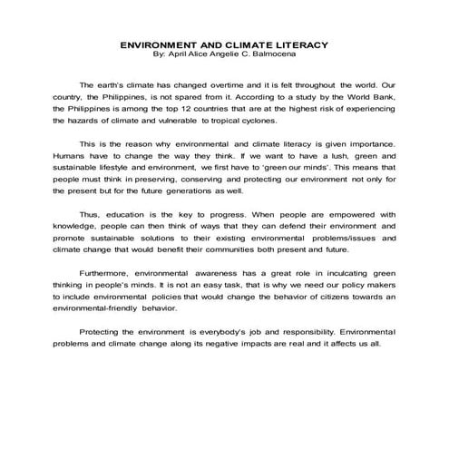 Environment and climate literacy | DOCX