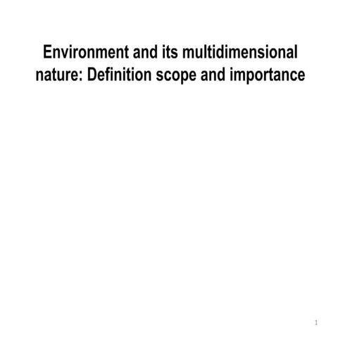 Environment and its multidimensional nature Definition scope and ...