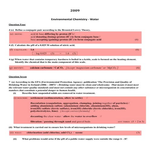 Environmentatl chemistry water (questions and answers) | DOCX