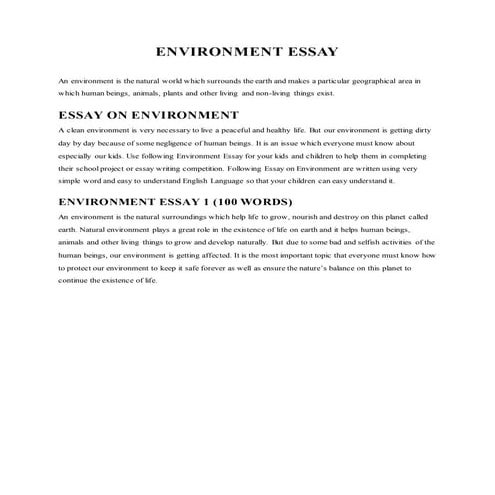 Environment essay | DOCX