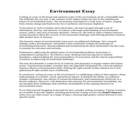 Environment Essay | PDF | Chemistry | Science