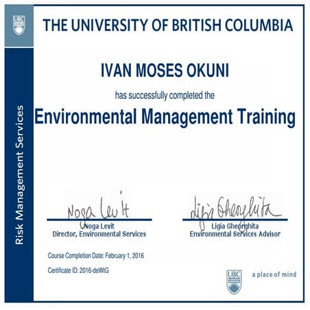 Environment management certificate | PDF